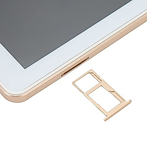 jerss 10.1 Inch 2 in 1 Tablet 5G Dual WiFi High Sensitivity Stylus Pen US Plug Octa Core 100-240V 4GB RAM 64GB ROM Tablet for Businesses (Gold)