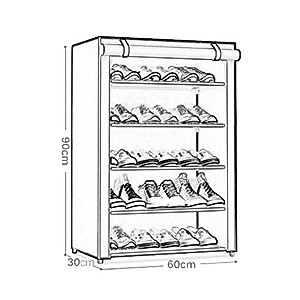 Shoe Storage Cabinet, Shoes Rack, Non-Woven Fabric Shoes Organizer Cabinet with Dustproof Cover, Shoes Storage Shelf for Bedroom Dormitory (90x30x60cm, 5 Layers), Shoe Racks Storage Cabinet