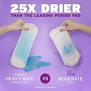 Poise Incontinence Pads & Postpartum Incontinence Pads, 5 Drop Maximum Absorbency, Long Length, 39 Count, Packaging May Vary