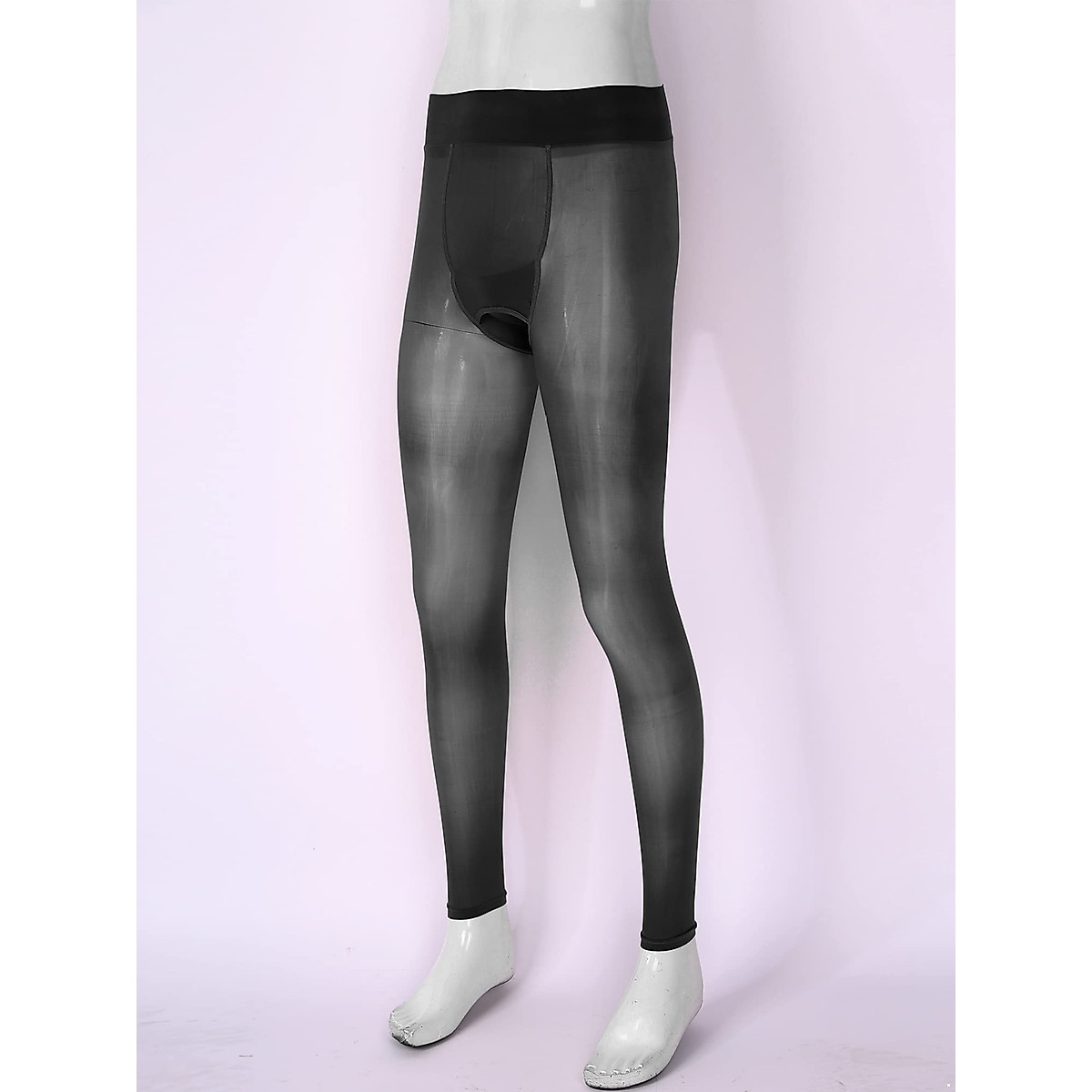 YONGHS Mens Compression Long Pants Leggings Bulge Pouch Tights Trousers Seamless Bottoms Underpants Black One Size