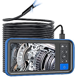 50FT Endoscope Borescope, Teslong Dual Lens Sewer Inspection Camera with 4.5'' Screen, Waterproof Snake Cable, LED Lights, 1080P Fiber Optic Scope Camera for Home Wall Duct Drain Pipe Plumbing