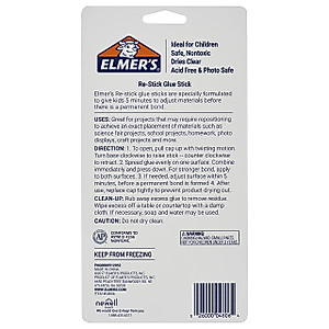 Elmer's Re-Stick Glue Sticks, 8 grams, Washable, 6 Count