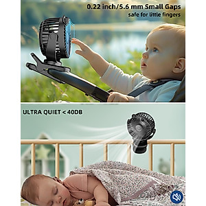 KIDEE Portable Clip on Fan, Small Desk Fan Battery Operated, 360° Rotation, Cute Design, 3 Speed, Mini Table Fan USB Rechargeable, Personal Cooling Baby Stroller Fan for Home Office Outdoor Travel