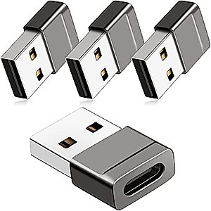 AuviPal USB C Female to USB Male Adapter (4 Pack), USB A Charger to USB Type C Cable Converter for Apple Watch Series 7 8 Ultra SE, iPhone 12 13 14 Plus Pro Max, Samsung Galaxy S20 S21 S22