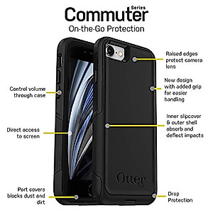 OtterBox iPhone SE 3rd & 2nd Gen, iPhone 8 & iPhone 7 (not compatible with Plus sized models) Commuter Series Case - BALLET WAY (PINK SALT/BLUSH), slim & tough, pocket-friendly, with port protection