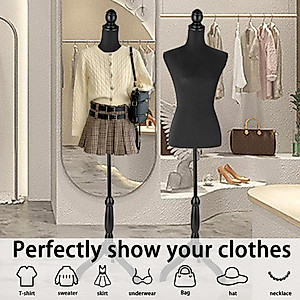 DRDINGRUI Female Mannequin Torso with Stand, Height Adjustable from 52'' to 67'' Dress Form with Tripod Base for Dress Jewelry Display