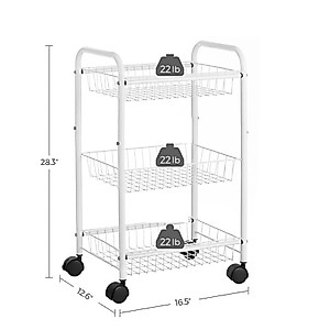 n/a 3 Tier Kitchen Trolley on Wheels with Handle Trolley for Kitchen Bathroom Cabinet White Black (Color : 2)