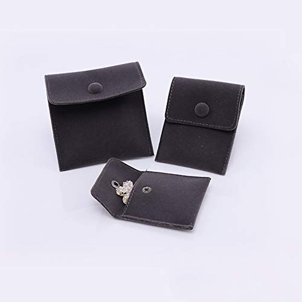 Cren Pack of 9 Velvet Jewelry Pouch 3 Sizes Portable Jewelry Gift Bags With Snap Button