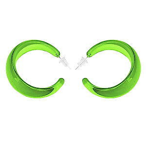 CSIYANJRY99 Green Hoop Earrings for Women Resin Acrylic Hoops Trendy Y2k Hoop Earrings C Shaped Resin Earrings for Women(E-green)