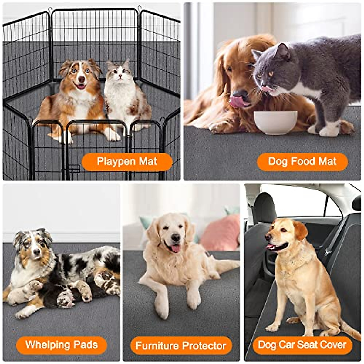 SHU UFANRO Pee Pads for Dogs 65"x48"/72"x72", Washable Reusable Dog Pad Non-Slip Puppy Pad Extra Large Heavy Absorbency Puppy Pee Pads Quick Dry Whelping Pads for Dogs Waterproof for Dog Playpen/Crate