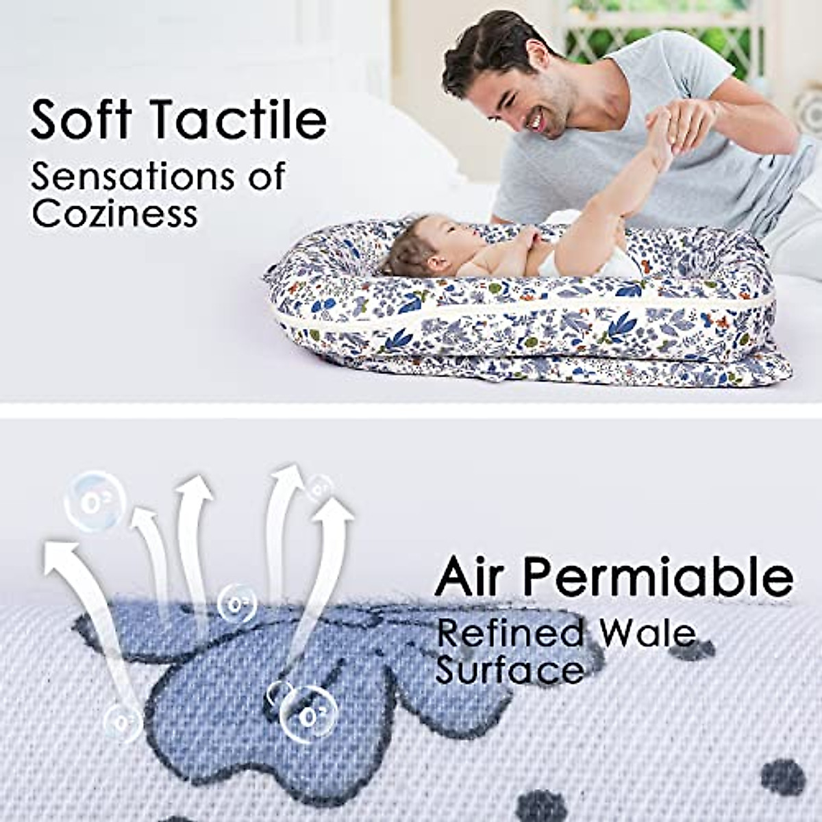 Infant Lounger Baby Nest Replacement Cover | Hypoallergenic | Premium | [Fits Dockatot Deluxe+] (Cover Only) (Flowers)