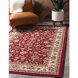 Unique Loom Sialk Hill Collection Traditional Persian Inspired Floral Area Rug, 6 ft x 9 ft, Burgundy/Ivory