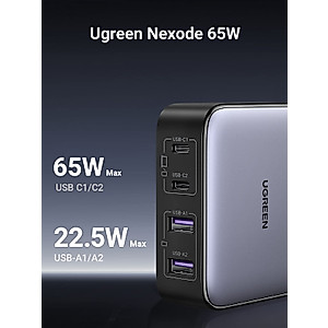 UGREEN 65W USB C Charger Block, Nexode 4-Port GaN Charging Station with 2 USB C and 2 USB A, Power Adapter for iPhone 16/16 Pro/15/15 Pro, Galaxy S24 Ultra, iPad Pro, MacBook Pro/Air, Steam Deck