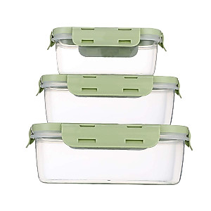 HoleviFO Food Containers Set with Lids Airtight - Plastic Lunch Bento Boxes - Meal Prep Containers, Microwave, Dishwasher, and Freezer Safe (Green)