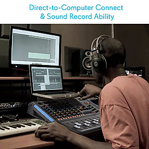 PYLE 8-Channel Bluetooth Studio Audio Mixer - DJ Sound Controller Interface w/ USB Drive for PC Recording Input, XLR Microphone Jack, 48V Power, RCA Input/Output for Professional & Beginners
