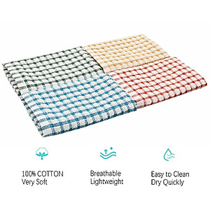 HFGBLG Cotton Cleaning Rags Terry Dish Cloths for Washing Dishes, Set of 8 Dish Rags for Cleaning, Light and Soft Dish Towels for Kitchen Drying Dishes, 11.8 Inch x 11.8 Inch (Mix Color)