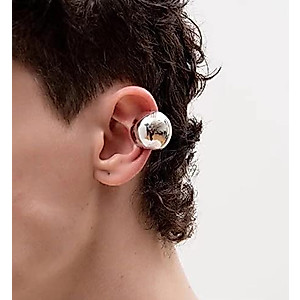 L'VOW CyberPunk Non-Piercing Ear Cuff Irregular Jewelry Cyborg Earring Cartilage Clip Accessories for Unisex(Style2-Silver-big)