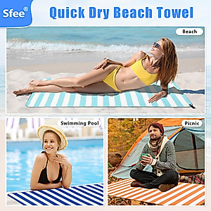 Sfee 2 in 1 Microfiber Beach Towel, Quick Dry Towel Camping Towel Travel Towel Super Absorbent Compact Lightweight Sports Towel Gym Towel Set for Beach, Gym, Hiking, Pool, Backpacking, Bath, Yoga
