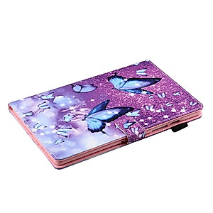 YUNHOTIC Case for Samsung Galaxy Tab A7 10.4 inch 2020 Release, (SM-T500/T505/T507) Premium PU Leather Folding Stand Cover with Pen Holder & Multiple Viewing Angles - Purple Butterfly