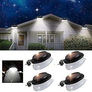 SMY Lighting Solar Gutter Lights Outdoor, Solar Patio Decor Lights with Adjustable Bracket Waterproof Solar Fence Lights for Eaves Patio Deck Garden Wall Yard Attic Walkway (4pack, Pure White)