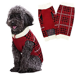 Sheripet Dog Christmas Clothes, Large Dog Christmas Sweater, New Year Holiday Pet Clothes Sweater for Dogs, Red XL