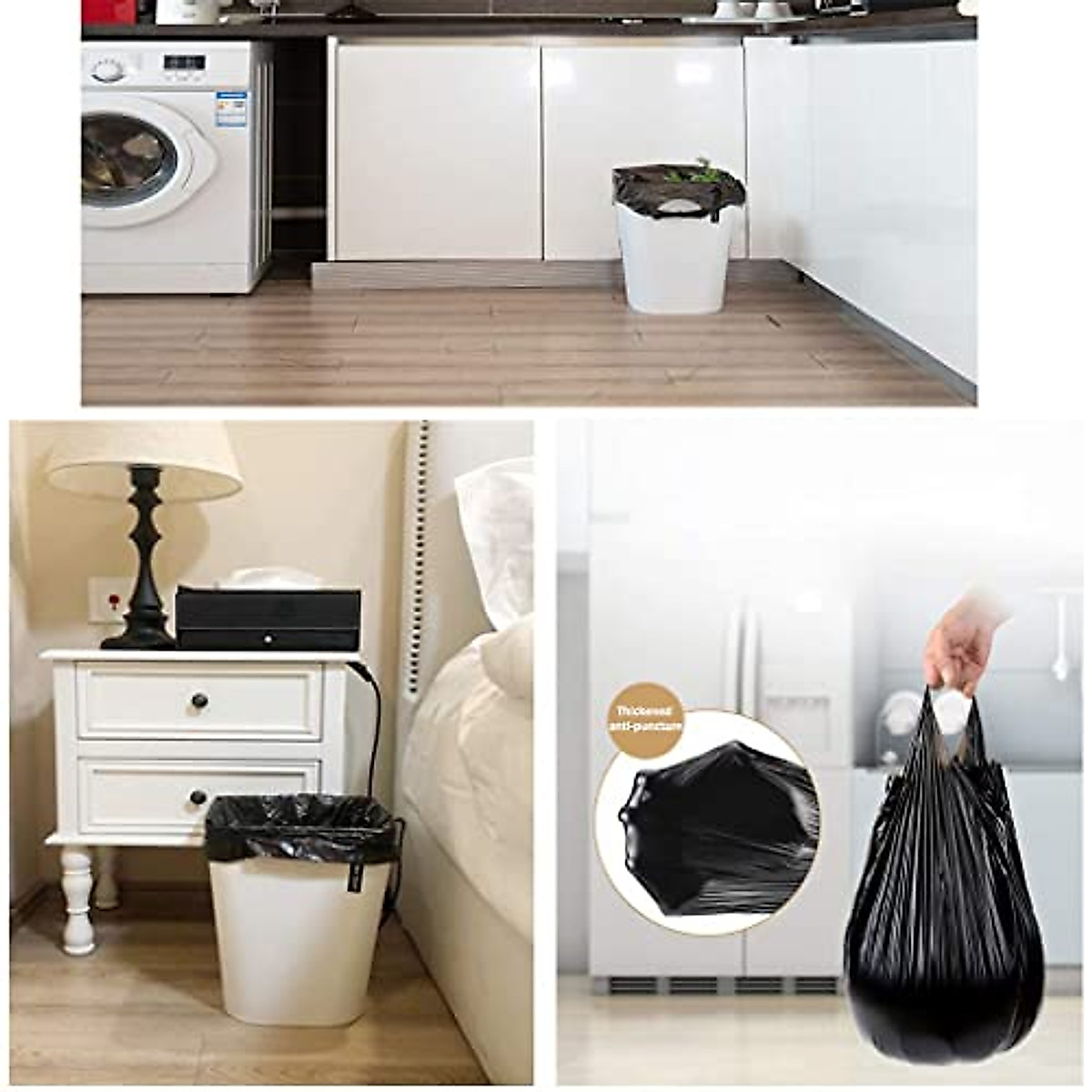 DZHJKIO Small Trash Bags,5 Rolls 46x60 Cm 100 PCS 4 Gallon Garbage Bags, For Kitchen Bathroom Bedroom Office Use