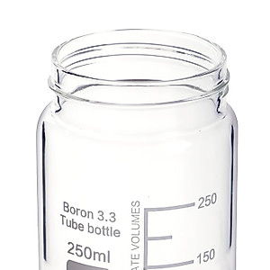 Basstein Lab Media Storage Reagent Wide Mouth Bottles Borosilicate Glass Graduated GL70 Screw Cap Leakproof Multi-Purpose for Scientific | pack of 3 (Blue,250ml)