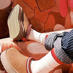 CCIMOK Women's Slippers Platform Mini Boots Short Ankle Boot Fur Fleece Lined Sneakers House slippers Anti-Slip Boot For Outdoor (Brown, Adult, Women, 7.5, Numeric, US Footwear Size System, Medium)