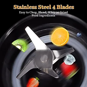 JUSANTE Kitchen Blender, 500W Countertop Blender with 52oz Plastic Jar for Smoothies Milkshake Desserts Nut Butter, Cocktails Sauces (White)