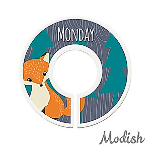 Modish Labels, Weekly Clothes Organizer, Days of the Week Closet Organizer System, Daily Closet Organizer, Closet Dividers, School Clothes Dividers (Woodland Boy)