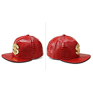 Hip Hop Hat,Flat-Brimmed Hat,Rock Cap,Adjustable Snapback Hat for Men and Women (red)