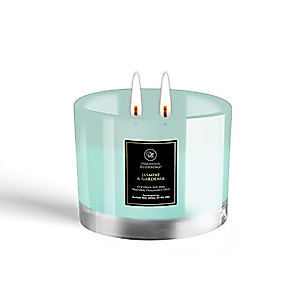 EcoAroma Jasmine & Gardenia Luxury Scented Coco-Soy Jar Candles Organic Coconut Soy Aromatherapy Candles Highly Scented Home Decorative Fragrance Gifts Hand Poured 2 Wicks 10 Oz