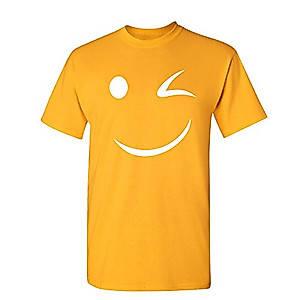 Wink Smile Face Graphic Novelty Funny Gag Gift T Shirt 3XL Gold