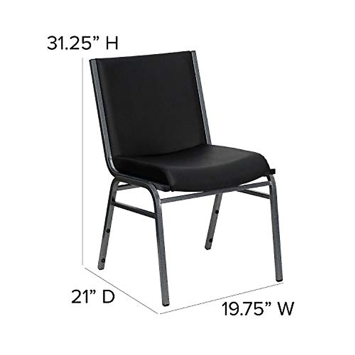 Flash Furniture 4 Pack HERCULES Series Heavy Duty Black Vinyl Stack Chair