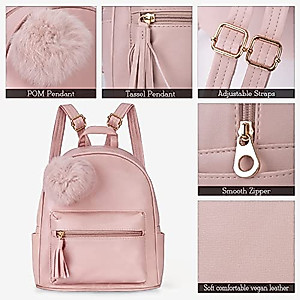Fashion Mini Women Girls Backpack Purse Cute Small Leather Teens Bags Daypack with Tassel Pom