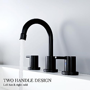 Widespread Bathroom Faucet Matte Black Two Handle Bathroom Faucets for Sink 3 Hole Modern Bathroom Sink Faucet with Supply Hose 360° Swivel Spout Bathroom Vanity Faucet Rv Lavatory Vessel Faucet1