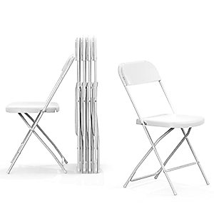 Nazhura Foldable Folding Chairs Plastic Outdoor/Indoor 650LB Weight Limit (White, 6 Pack)