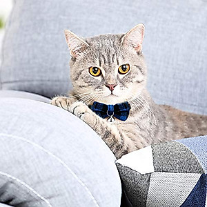 Weewooday 10 Pieces Breakaway Cat Collar with Bow Tie and Bell, Kitten Collar for Cat, Adjustable Cute Plaid Kitty Safety Collars for Graduation Wedding Birthday Pet Party