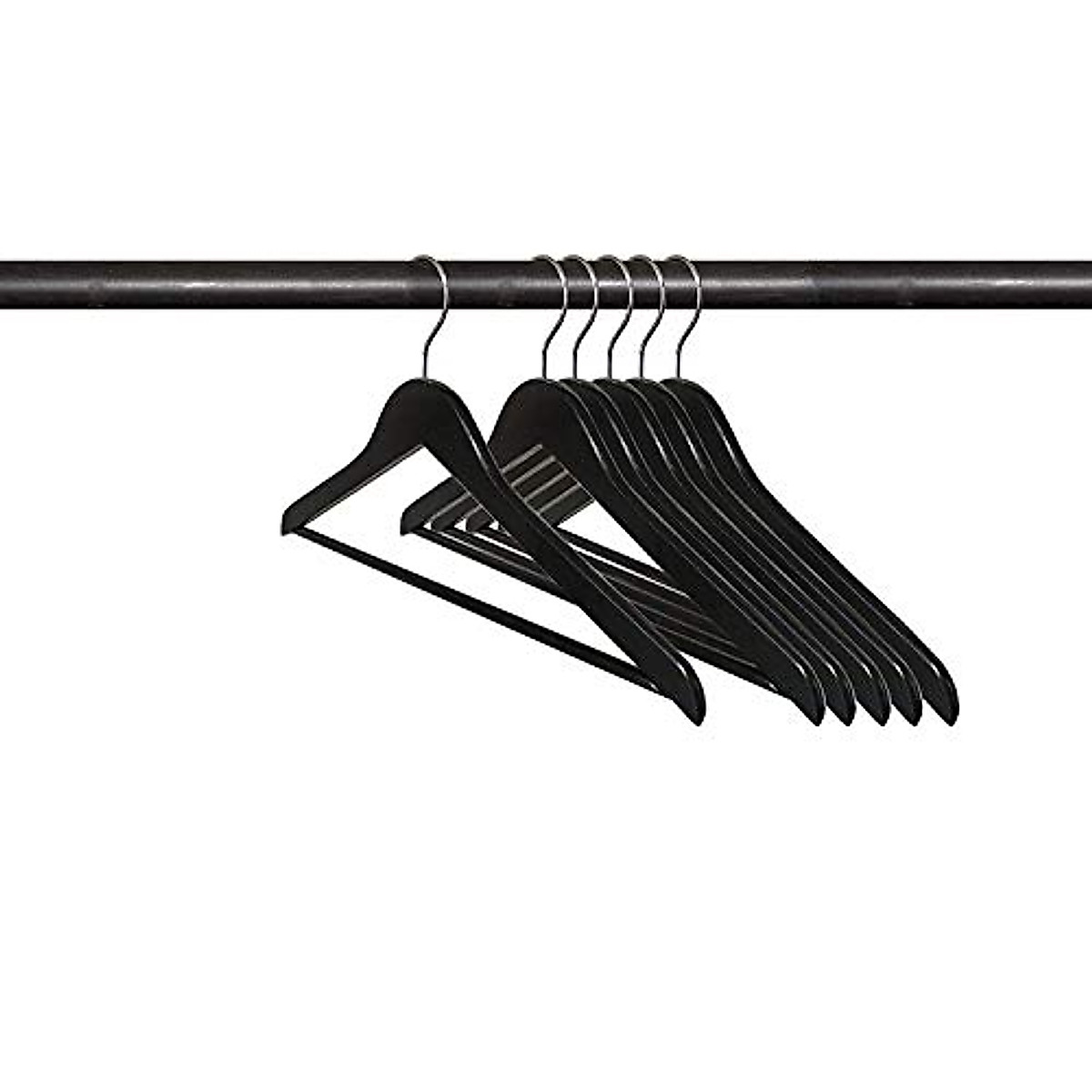 NAHANCO 8217CH20 Economy Wooden Suit Hanger with Attached Pant Bar, Chrome Hook, 17", Black (Pack of 20)