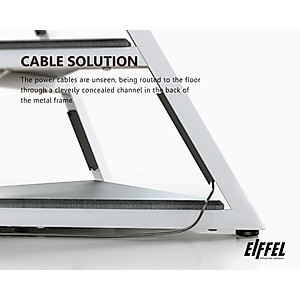 FITUEYES Design Corner TV Stand for 32 43 50 55 65 Inch TVs, Small Spaces Floor TV Stand Rolling TV Cart for LCD/LED Flat Curved Screens, Modern Living Room Television Stands, Eiffel Series, White