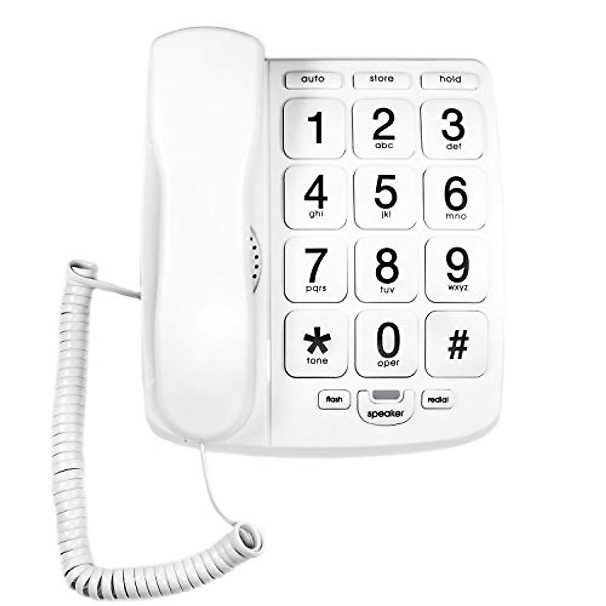 Tyler TBBP-4-WH Telephone for Seniors - Large Button Landline Phone for Elderly with Loud Speaker, Speed Dial, Ringer Volume Control, Wall Mount - Easy to See & Press Numbers - Works in Power Outage