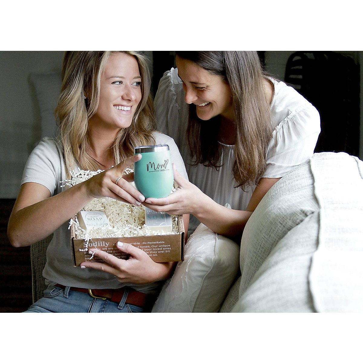 New Mom Gifts for Women - Pregnancy Gifts for First Time Moms to Be Gift - Mom Est. 2022 Spa Bath Box Set w/ Mint Tumbler - First Mothers Day Gifts for New Mom