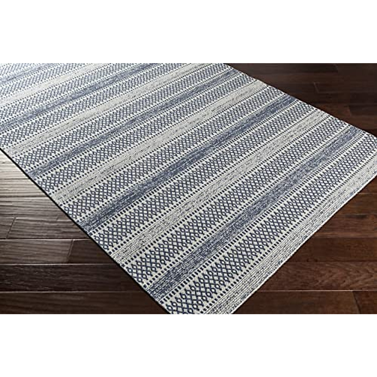Mark&Day Area Rugs, 8x10 Stone Bohemian/Global Dark Blue Area Rug, Denim/Gray/White for Living Room, Bedroom or Kitchen (7'10" x 10'2")