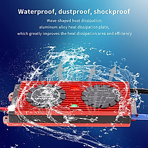 HiXiMi LiFePO4 BMS 16S 48V 200A Lithium Iron Phosphate Battery Management System with Cooling Fan and Balance Leads Wires for DIY LiFePO4 3.2V Battery Cells