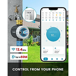 RAINPOINT WiFi Sprinkler Timer Water Timer, Brass Inlet Smart Hose Faucet Timer, Automatic Irrigation System Controller for Yard Watering, APP Control via 2.4Ghz WiFi and Bluetooth (V2, 2024 Release)