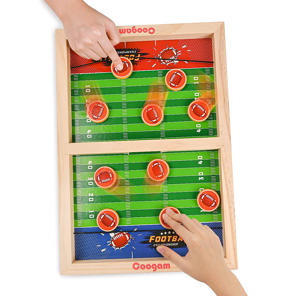 Coogam Fast Sling Puck Game, Wooden Sling Football Shot Board Game Large Table Interaction Speed Track Toy for Party Home Family Parents-Child Boys Girls Adult