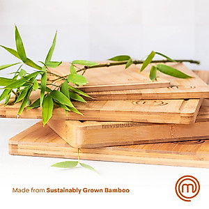 MasterChef Bamboo Cutting Board for Meat, Butcher Block Countertop, Large Chopping Board Wood 18" x 12", Natural, Organic & Food Safe Surface, Reversible Wooden Cutting Board with Juice Groove