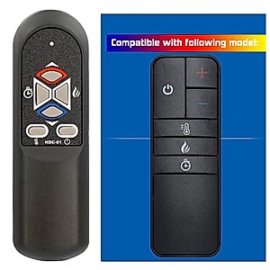 Replacement for Whalen Electric Fireplace Heater Remote Control MNFP48ES23GA MNFP48ES23CA MNFP60ES26GA MNFP60ES26CA BJFP60-3 WMFP68EC-24ES WMFP68EC-24WH