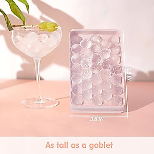 Miaowoof Round Ice Cube Tray with Lid & Bin(2 Pack), Ice Tray for Mini Fridge Freezer Saving Space, 66 x 0.8IN Sphere Ice Cube Mold with Scoop Making Sphere Ice Balls for Coffee&Juice