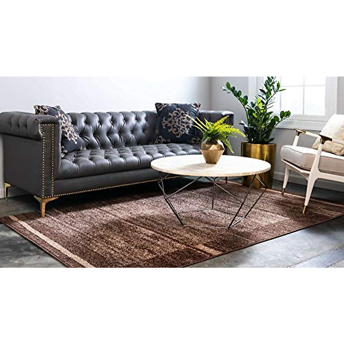 Unique Loom Autumn Collection Modern Contemporary Casual Abstract Area Rug, Rectangular 9' 0 x 12' 0, Brown/Beige Border